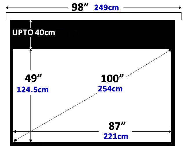 New 100" Electric HD Projection Screen projector home cinema 16:9 Fiber ...