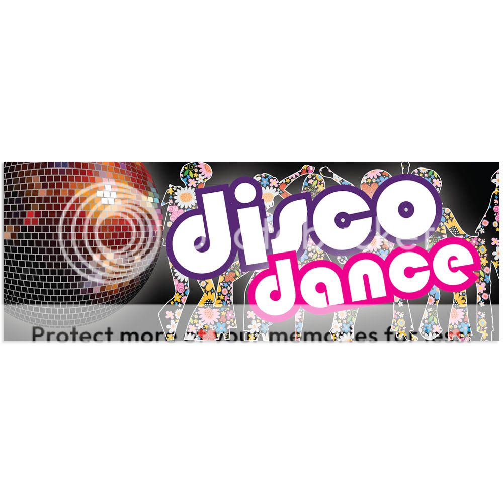 56cm 1970's DISCO DANCE Party Mirrorball Dancers PVC Sign Banner ...